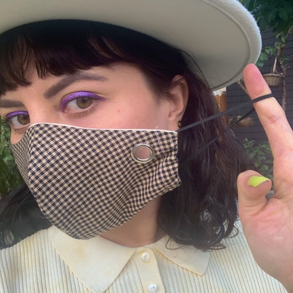Accessories | New Brown Black Gingham Face Mask | Poshmark